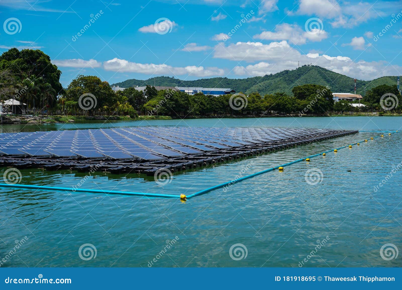 Floating Solar Farm on the River Stock Image - Image of beautiful ...