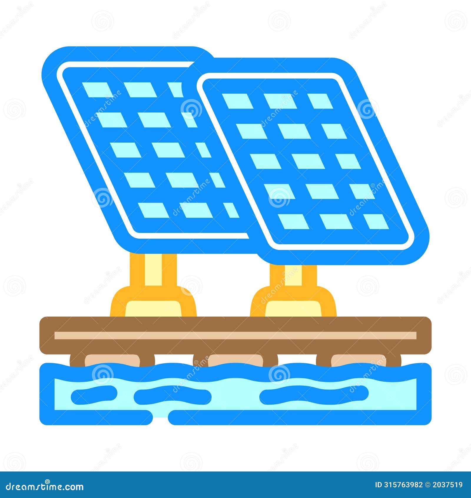 Floating Solar Panel Color Icon Vector Illustration Stock Vector ...