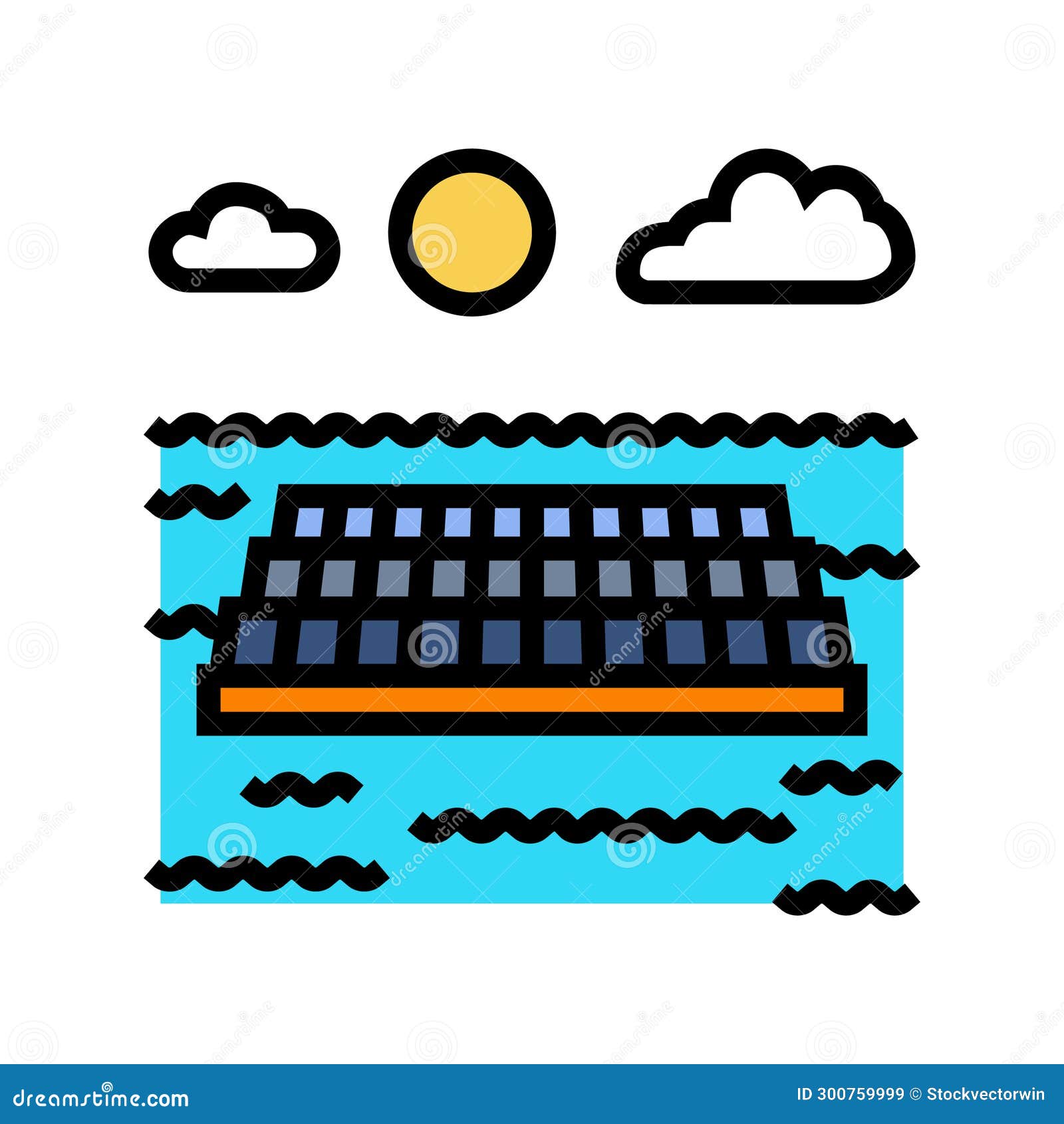 Floating Solar Panel Color Icon Vector Illustration Stock Illustration ...