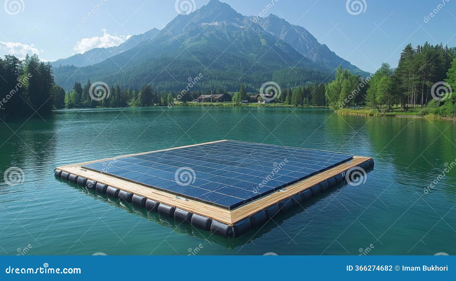 Floating Solar Farm On A Serene Lake, Harnessing Solar Energy While ...