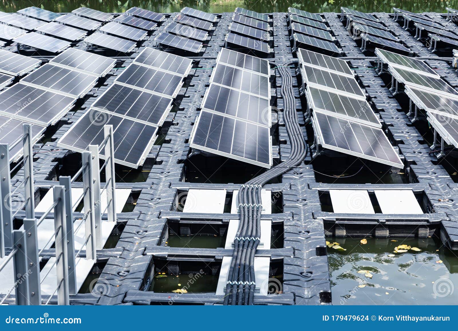 Floating Solar Panels or Solar Cell Platform on the Water Lake Pond for ...