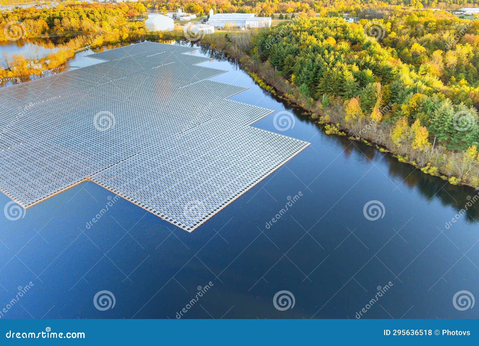 Floating Solar Panels in a Large Water Pond for Generating Electricity ...