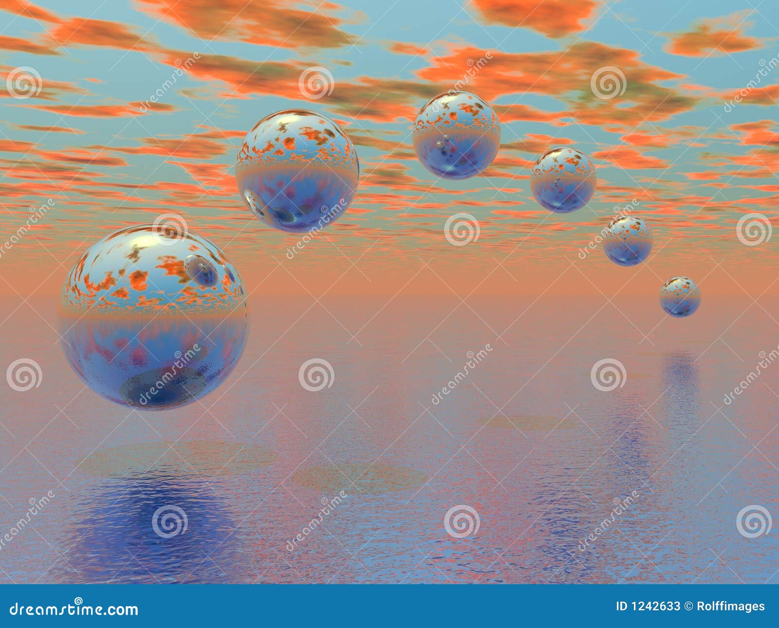 Floating Spheres stock illustration. Illustration of cloud - 1242633
