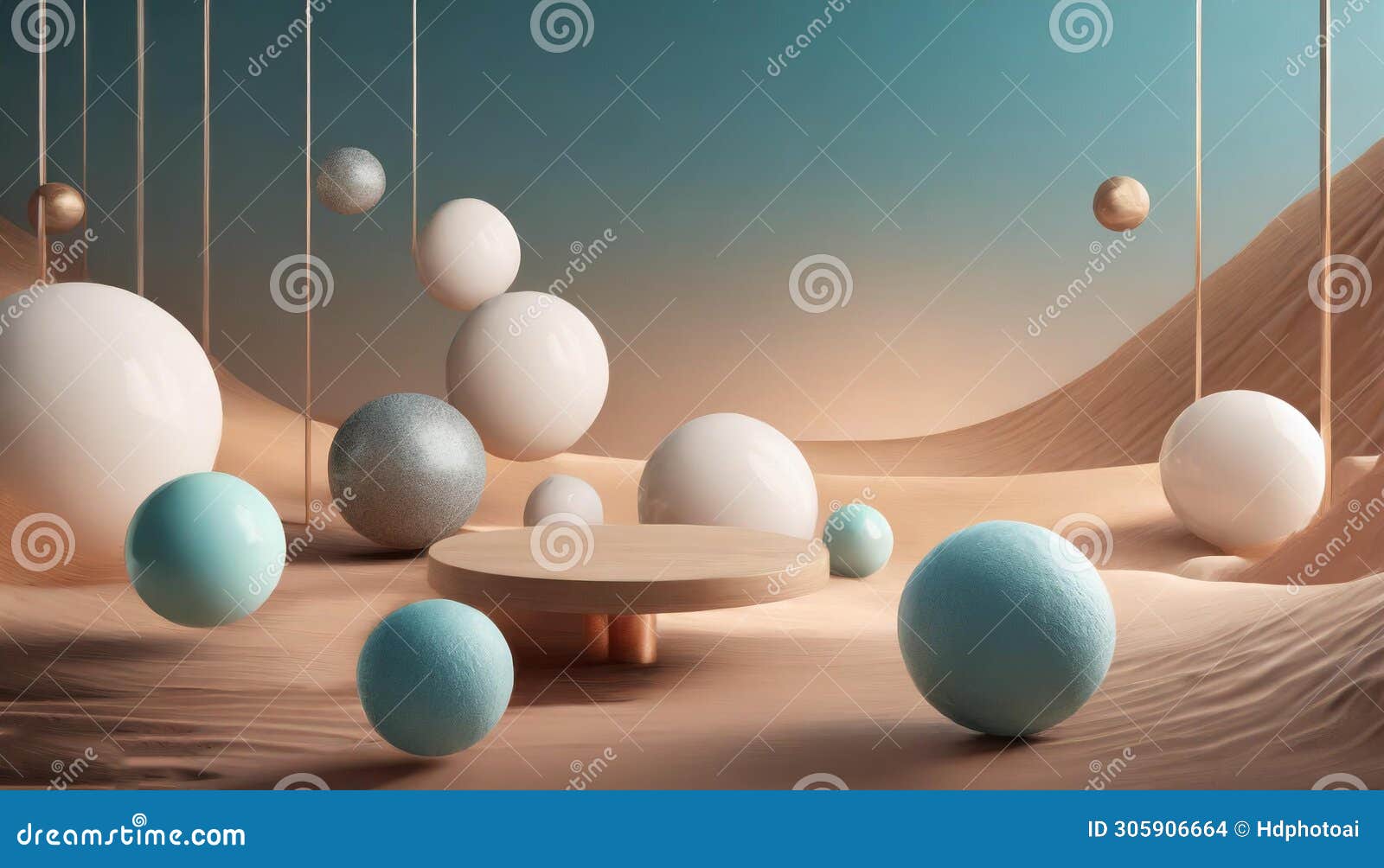Floating Spheres 3d Rendering Empty Space for Product Show Stock ...