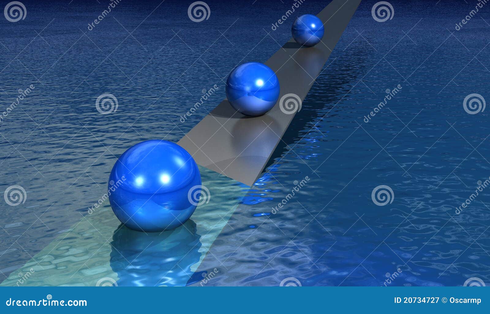 Floating spheres in water stock illustration. Illustration of shape ...