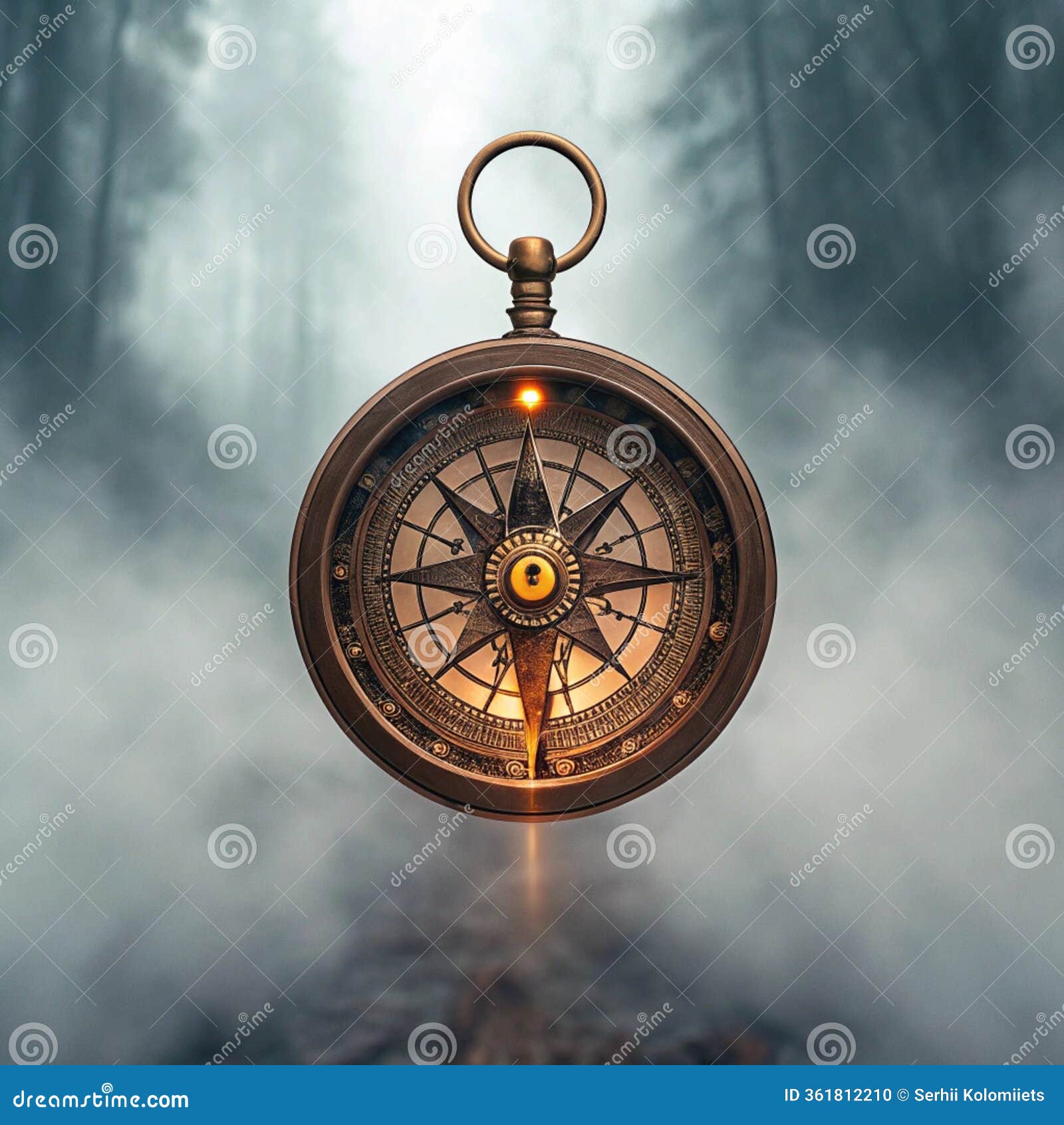 A Floating Steampunk Compass with Spinning Gears and a Glowing Core ...