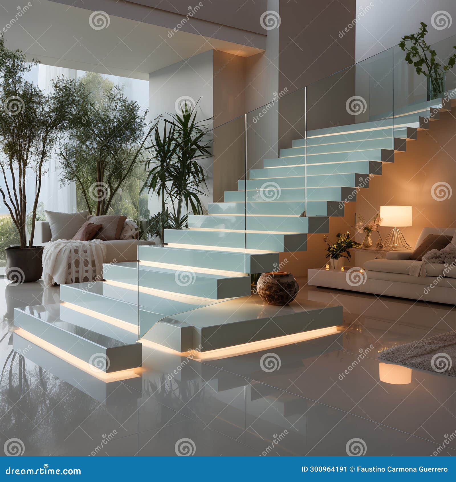 Floating Steps with LED Strip Lights Underneath Each Stair . Ai ...