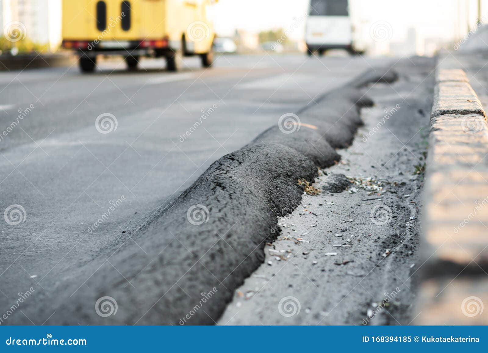 Floating Substandard Asphalt. Poor Quality Road Stock Image - Image of ...