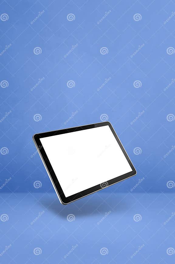 Floating Tablet Pc Computer Isolated on Blue. Vertical Background Stock ...