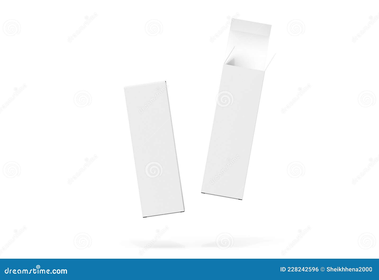 Floating Tall Rectangular Boxes 3D Illustration. Box Isolated on White ...