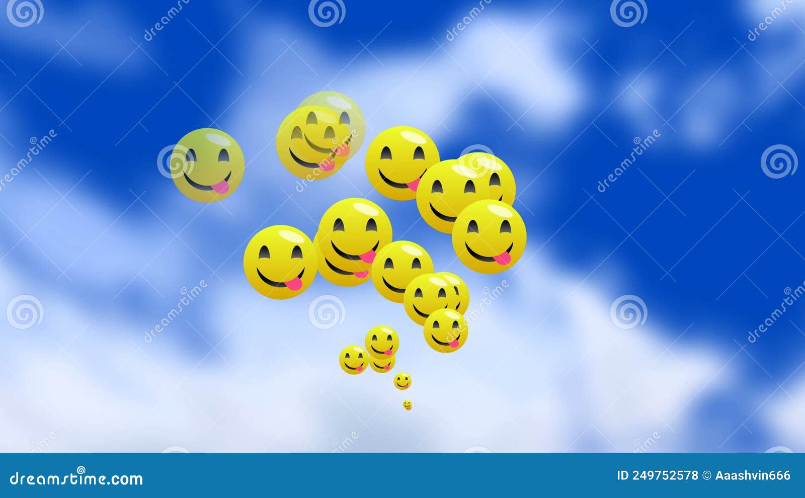Floating Tasty Emoji in Sky Concept for Sharing Emoji Stock Footage ...