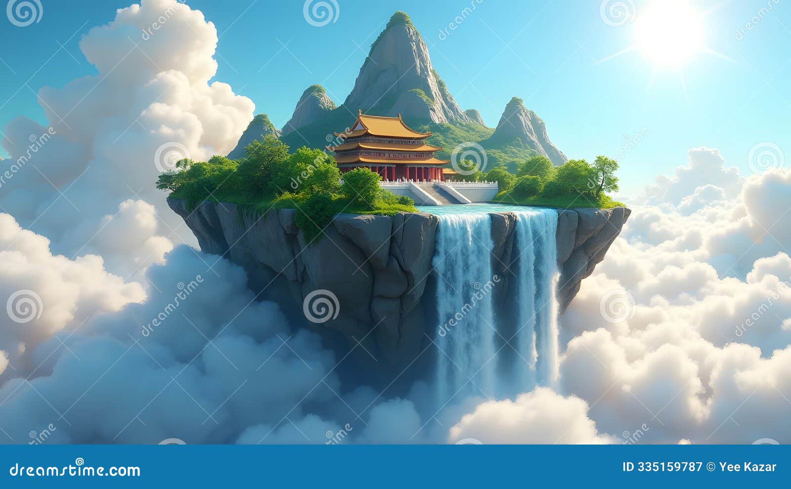 Floating Temple in the Clouds Stock Image - Image of asia, temple ...