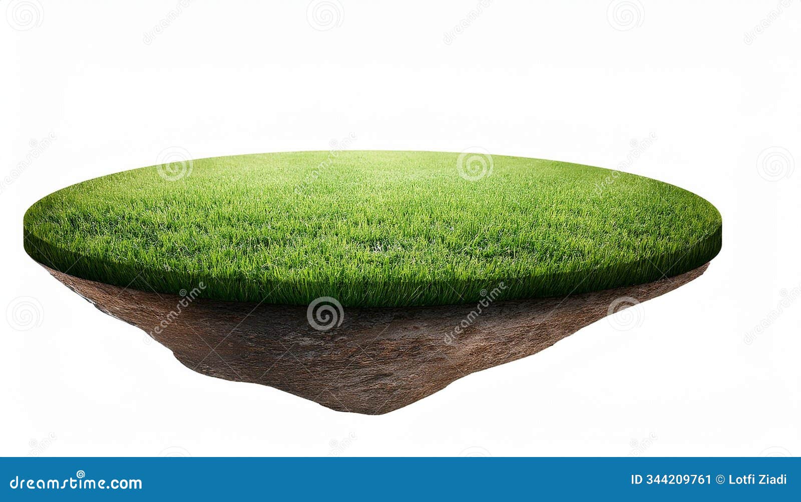 Floating Thin Podium Of Green Grass Isolate On White Background PNG ...