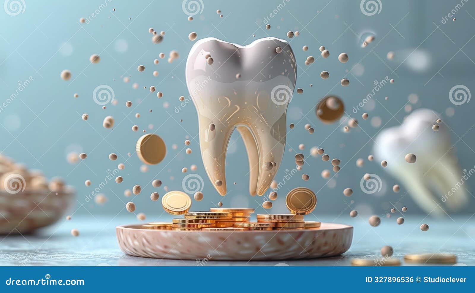 Floating Tooth with Gold Coins - Generative Ai Stock Illustration ...