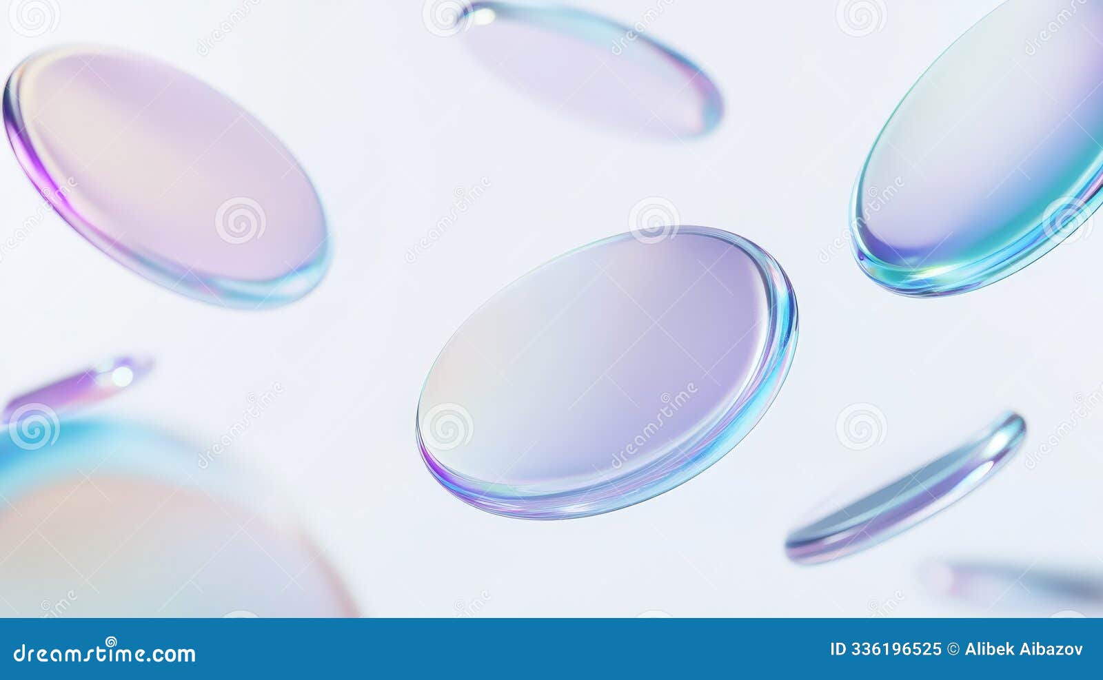 Floating Translucent Iridescent Discs Against Soft Pastel Background ...