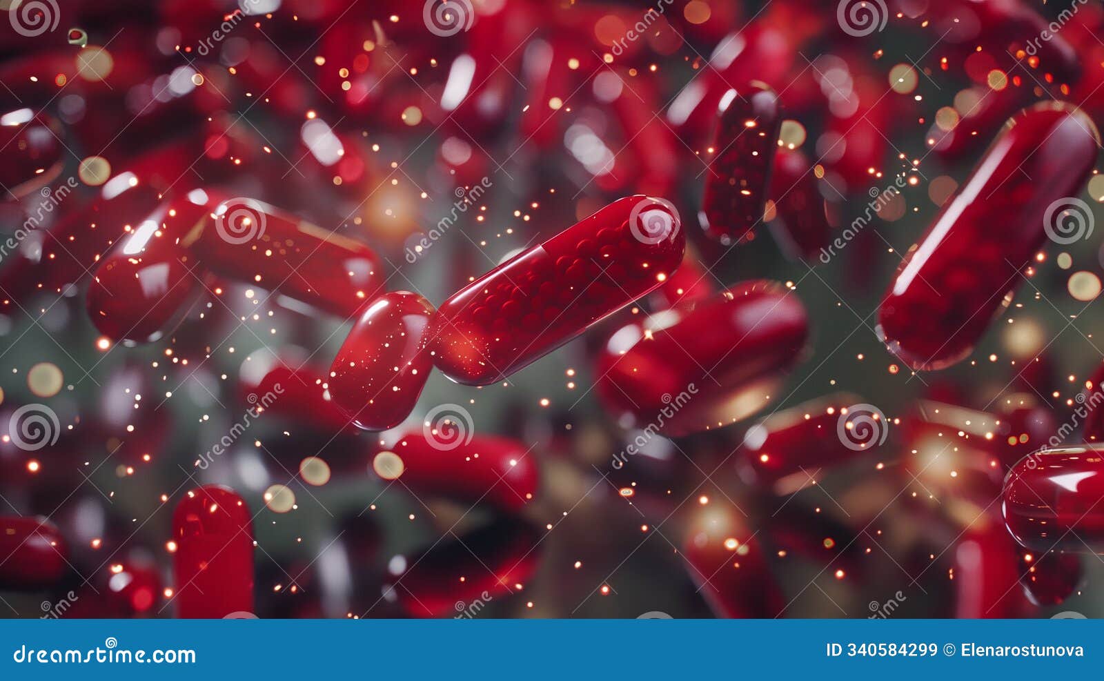 Floating Transparent Red Tablets in a Red Environment Filled with ...
