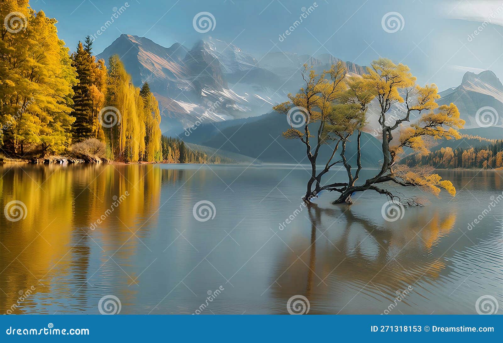 Floating Tree Dropping Seeds Over Farm Vector Graphics Royalty-Free ...