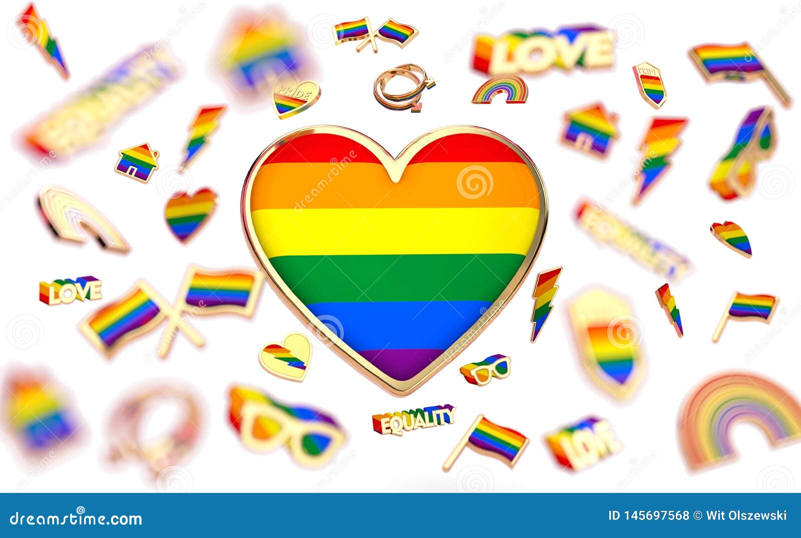 Floating Various Objects Connected with Gay Pride and in the Middle a ...