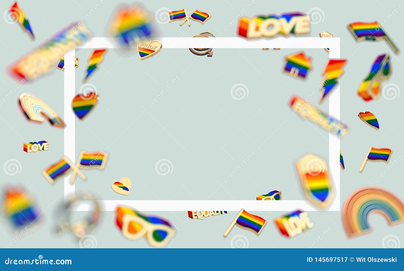 Floating Various Objects Connected With Gay Pride On Pastel Green ...