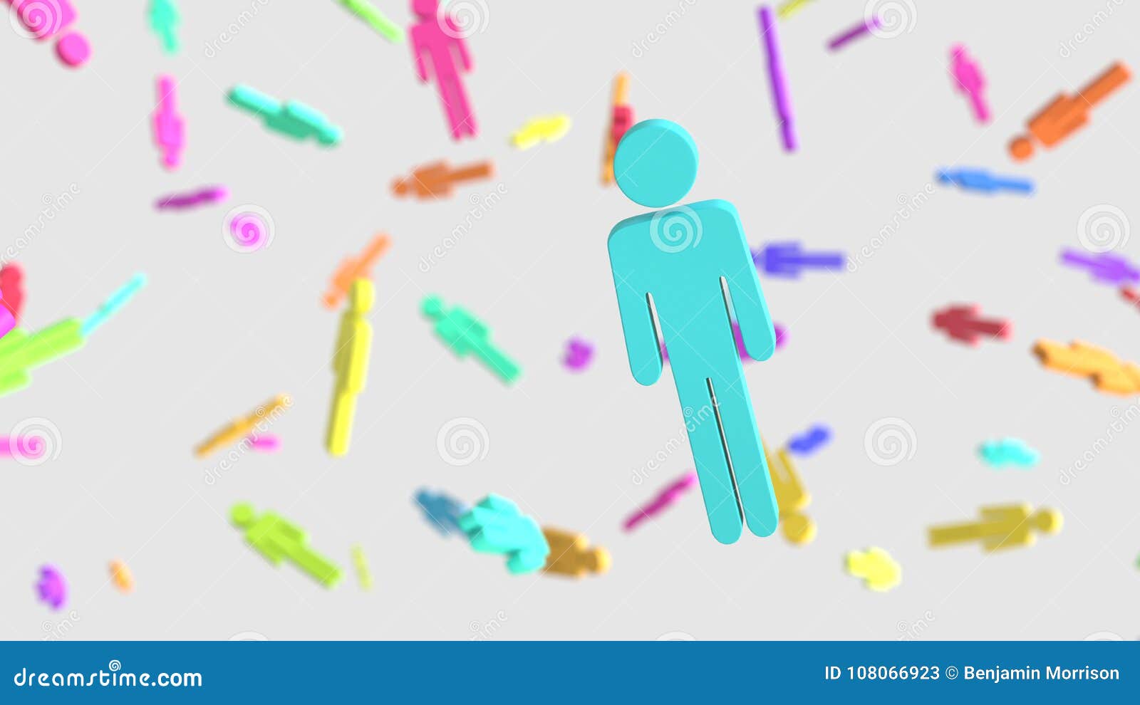 Variously Colored Men Symbols Floating in an Empty Space Stock ...