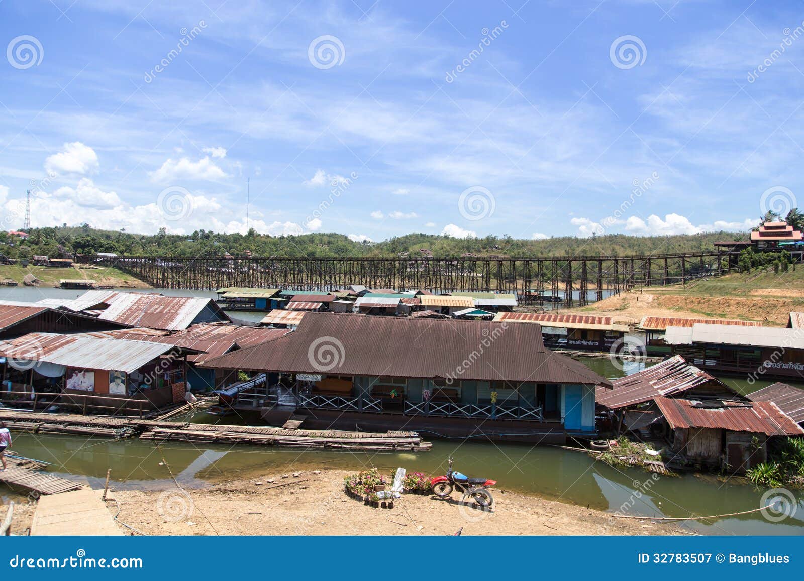 Floating Village and Wooden Bridge Editorial Photography - Image of ...