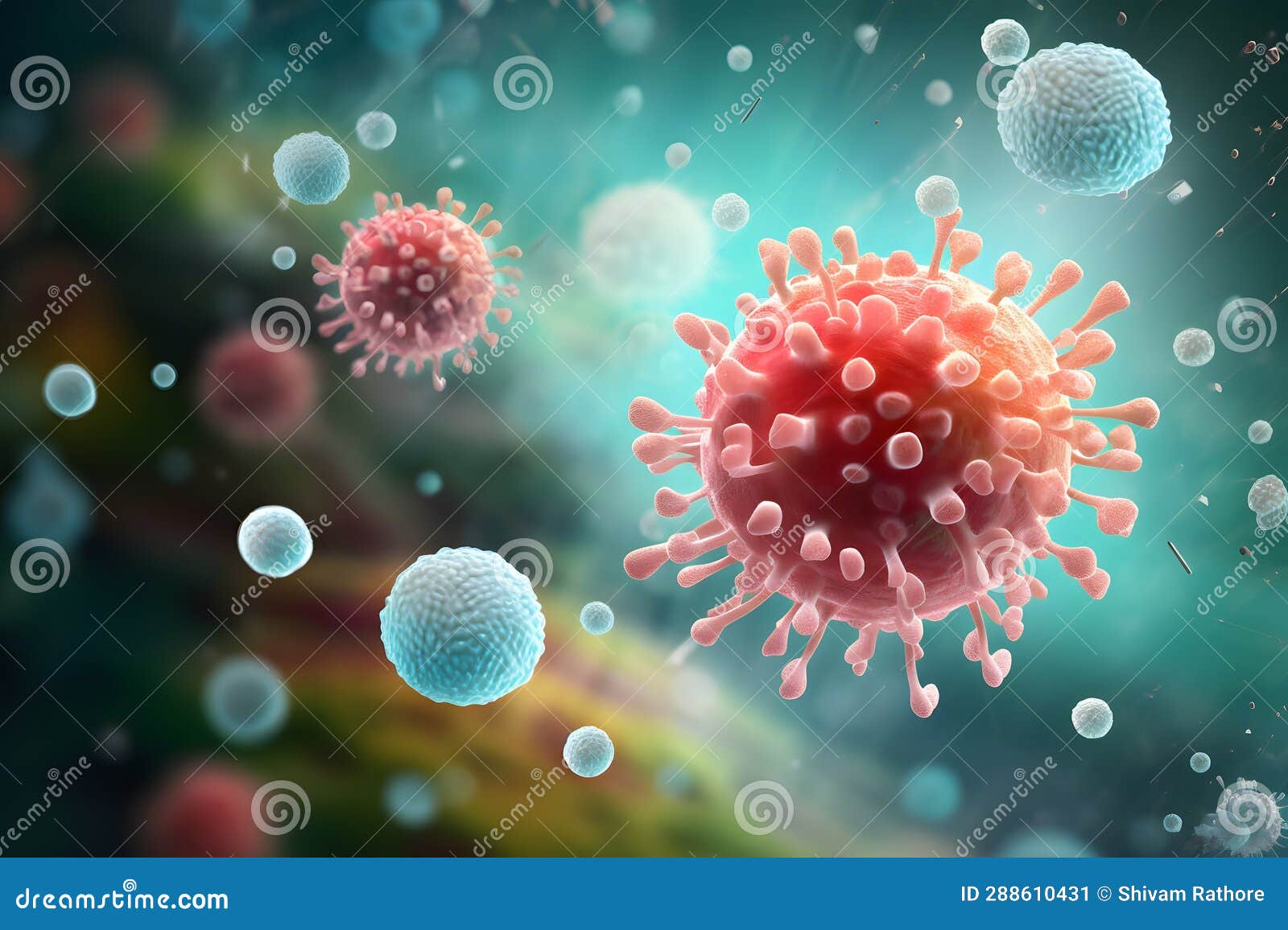 Floating Virus and Bacteria in Mid-air. AI Generated Stock Illustration ...