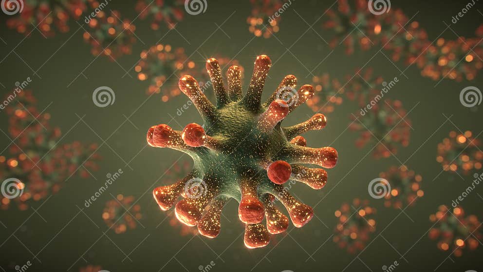 Floating Virus 3D Render Illustration Stock Illustration - Illustration ...