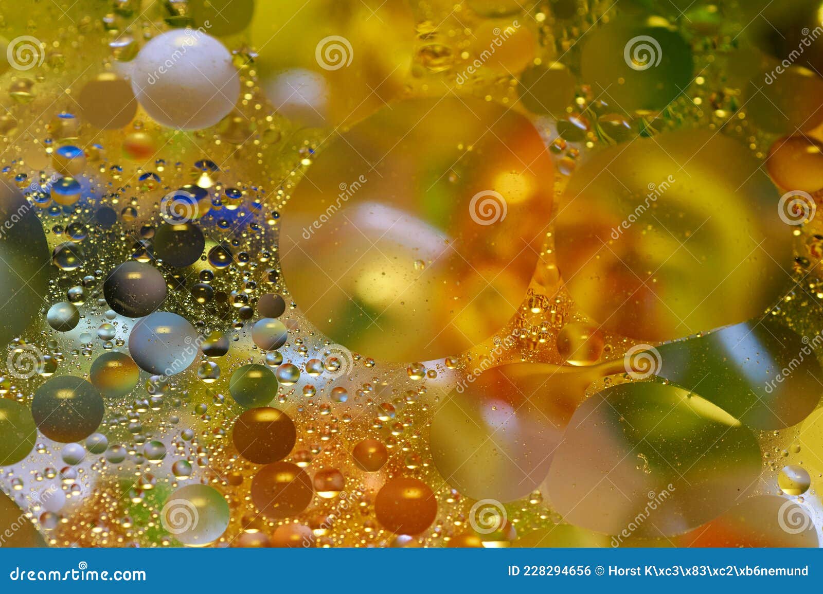 Floating in the Water Abstract Colorful, Yellow Oil Drops. Stock Photo ...