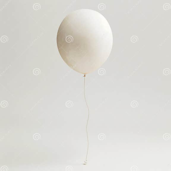 Floating White Air Balloon with String on Isolated Background Stock ...