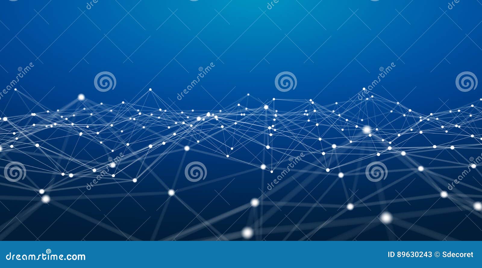 Floating White and Blue Dot Network 3D Rendering Stock Illustration ...