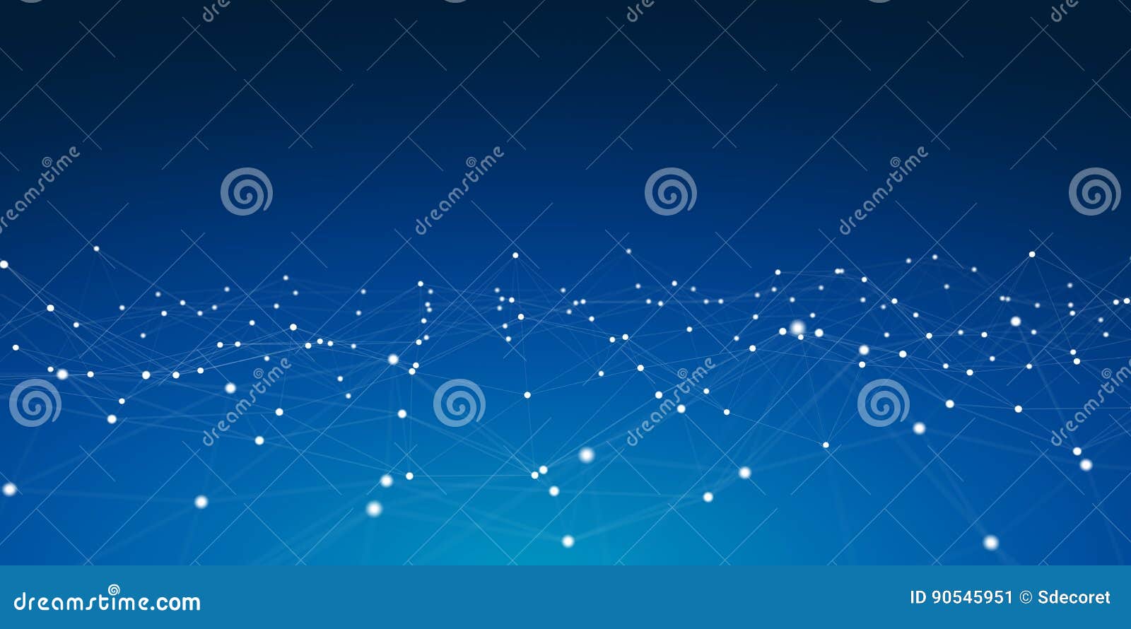 Floating White and Blue Dot Network 3D Rendering Stock Illustration ...