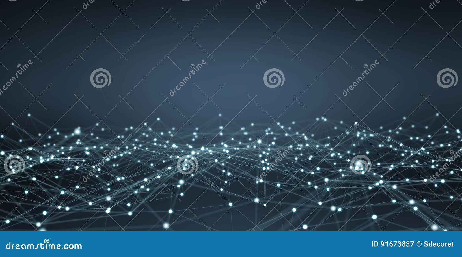 Floating White and Blue Dot Network 3D Rendering Stock Illustration ...
