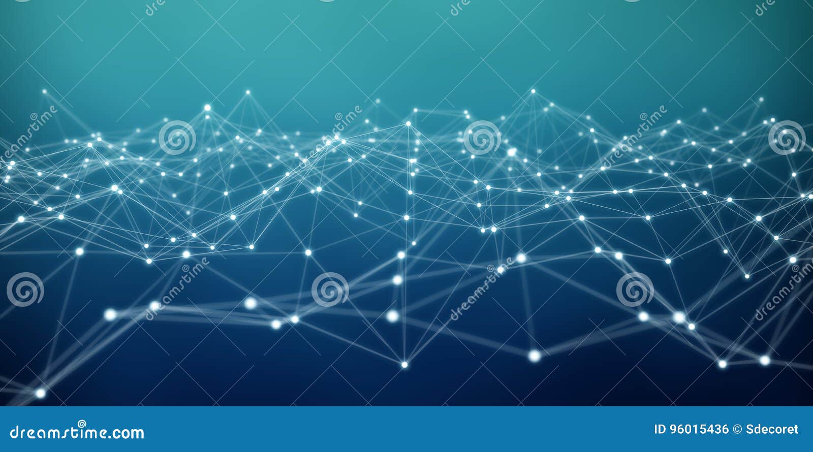 Floating White and Blue Dot Network 3D Rendering Stock Illustration ...