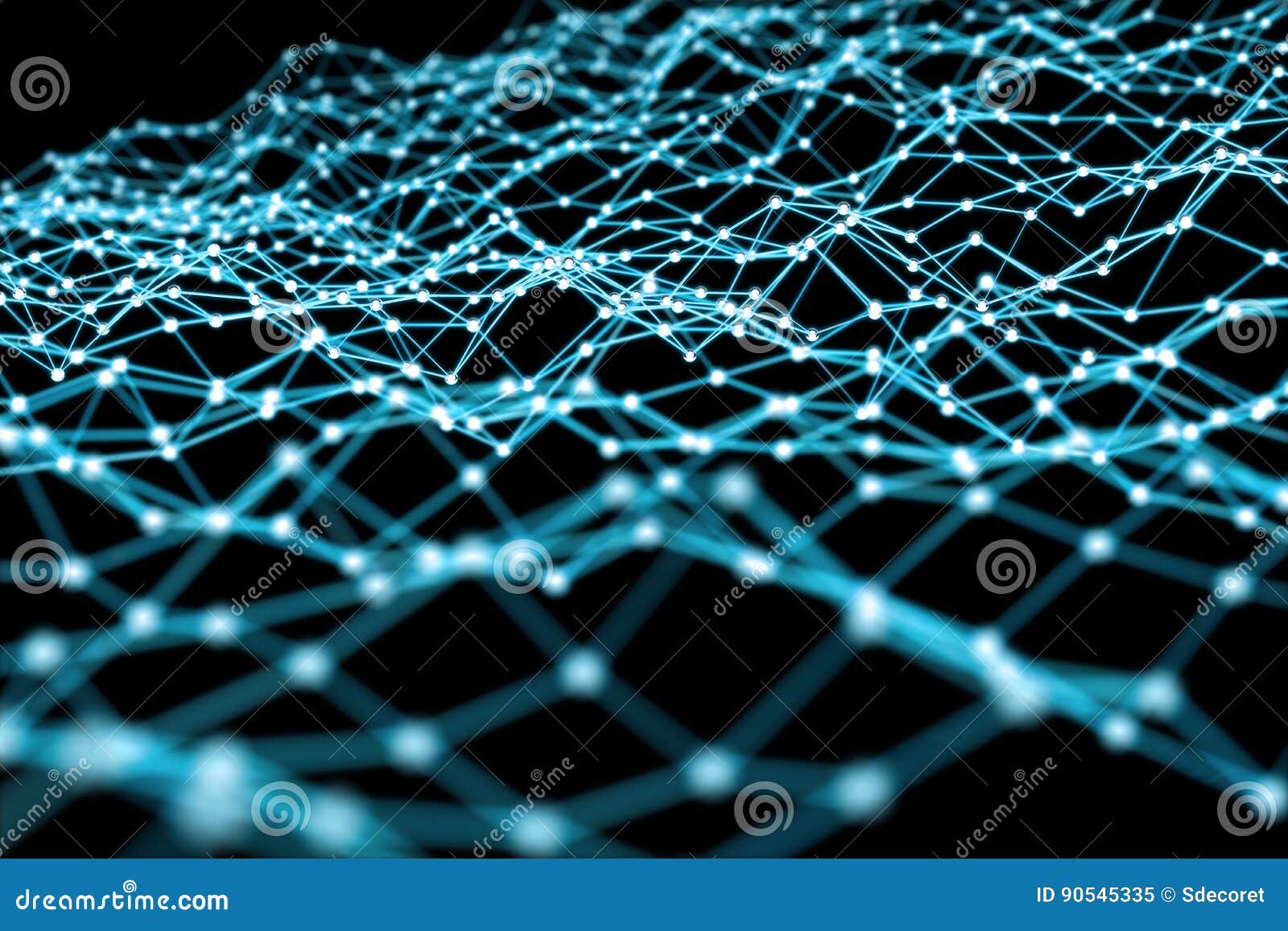 Floating White and Blue Dot Network 3D Rendering Stock Illustration - Illustration of connection ...