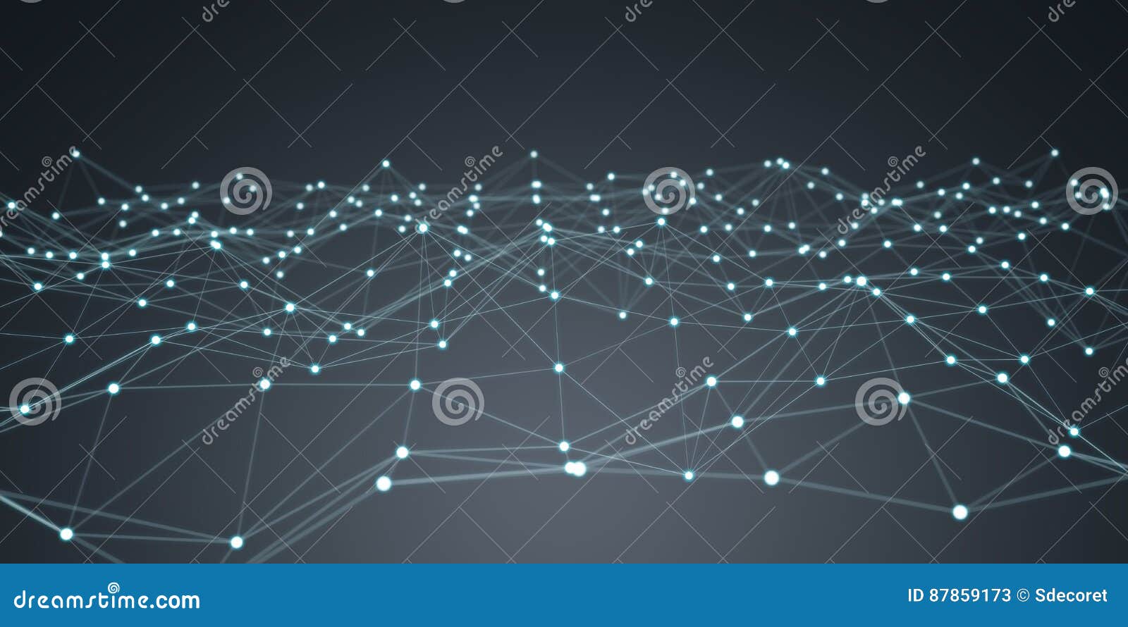 Floating White and Blue Dot Network 3D Rendering Stock Illustration ...