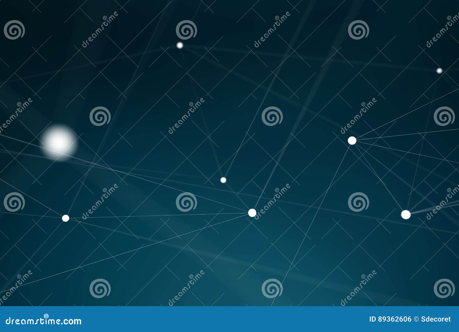Floating White and Blue Glowing Dot Network 3D Rendering Stock ...