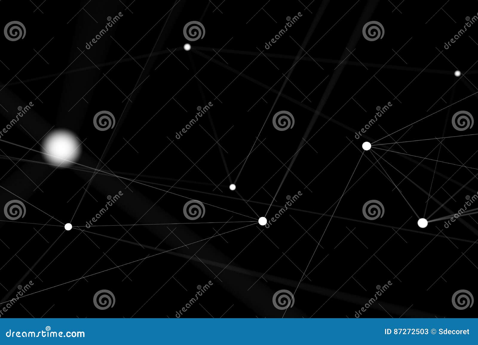 Floating White and Blue Glowing Dot Network 3D Rendering Stock ...
