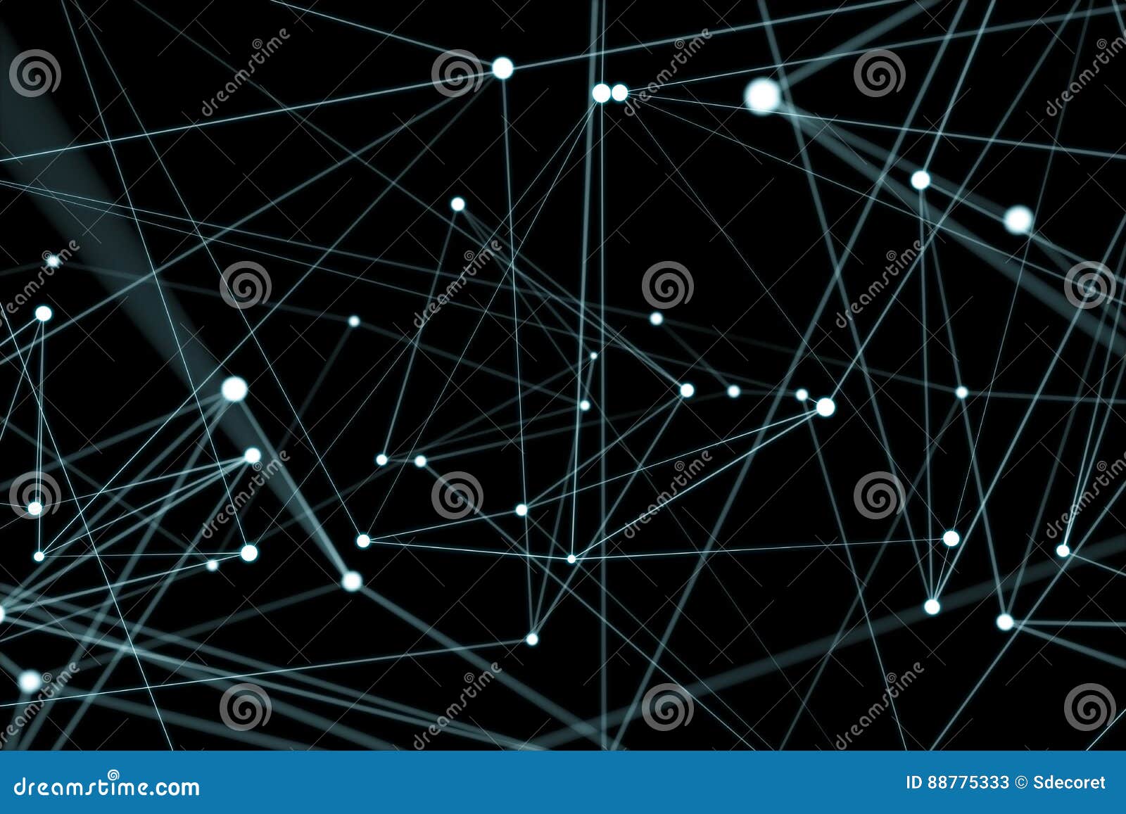 Floating White and Blue Glowing Dot Network 3D Rendering Stock ...