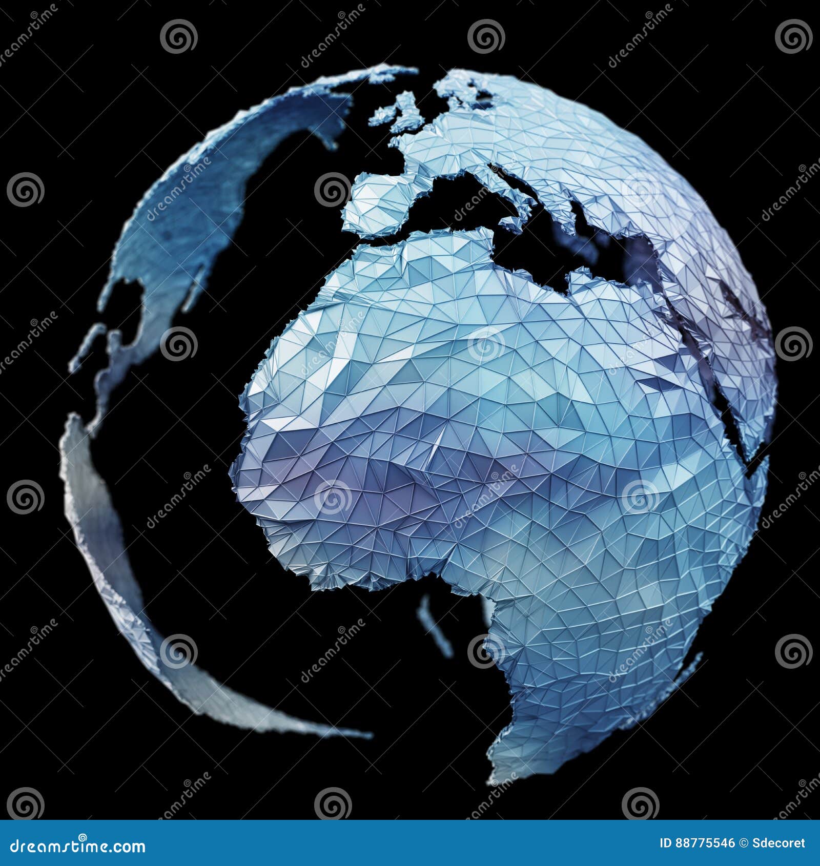 Floating White and Blue Planet Earth Network 3D Rendering Stock ...