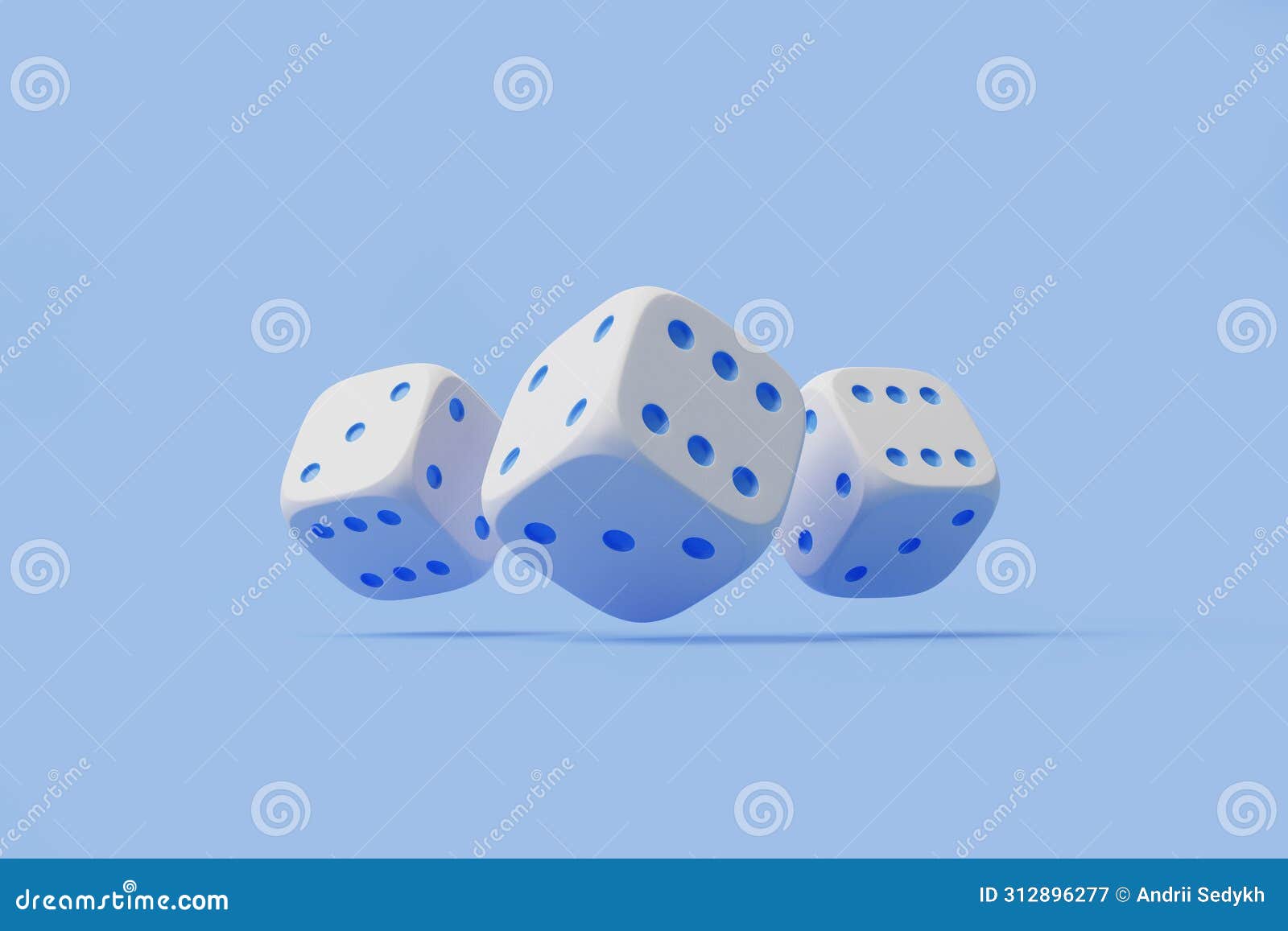 Floating White Dice With Blue Pips On Sky Blue Royalty-Free ...