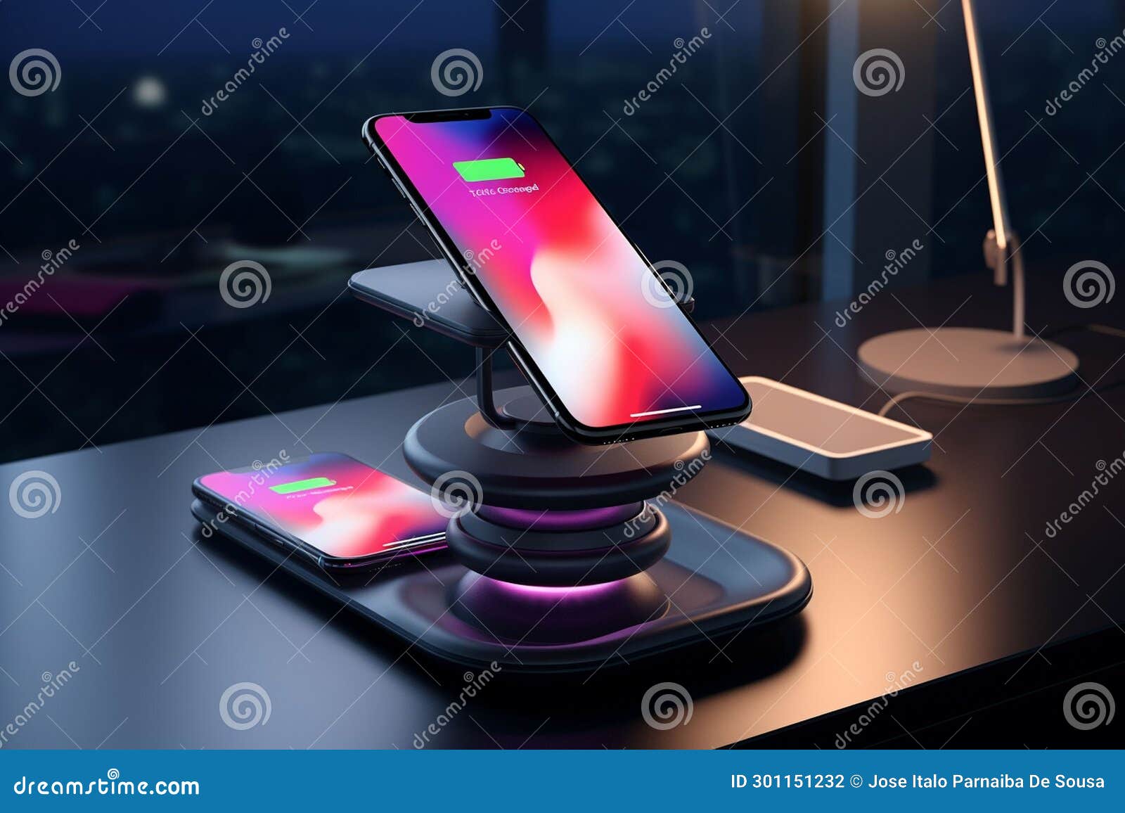 Floating Wireless Charging Station for Multiple Stock Illustration ...