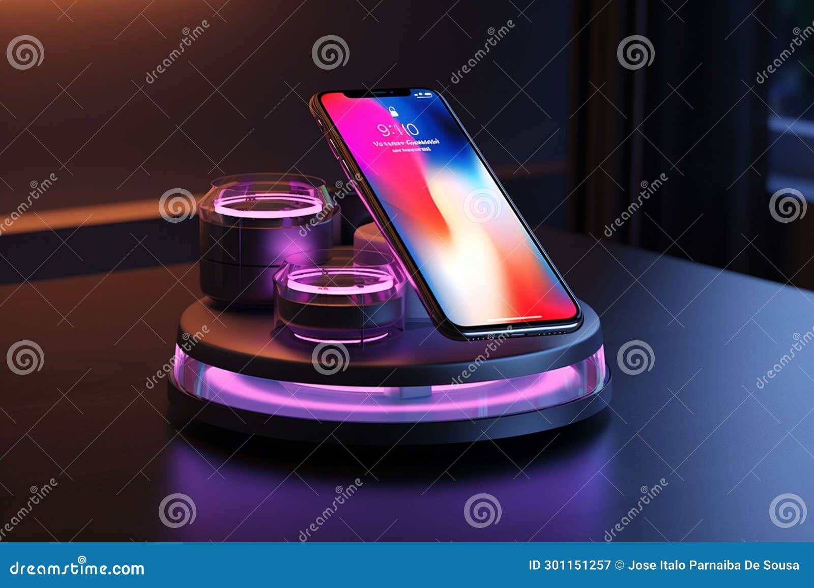 Floating Wireless Charging Station for Multiple Stock Illustration ...