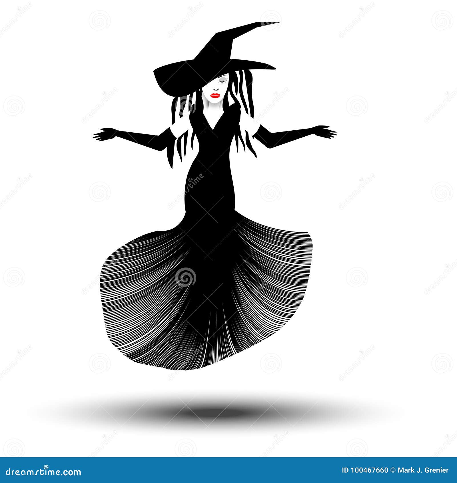 Floating Witch stock illustration. Illustration of fashion - 100467660