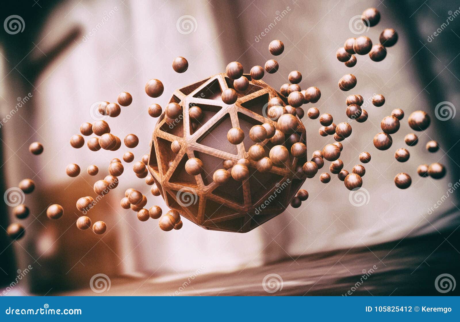 Floating Wooden Spheres Abstract Background Stock Illustration ...