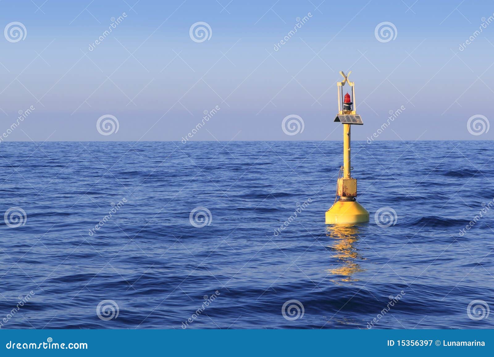 Floating Yellow Beacon Blue Sea Ocean Stock Image - Image of ...