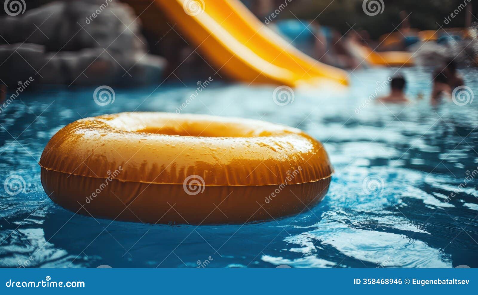 Floating Yellow Inflatable Ring in Water Park Pool Stock Photo - Image ...