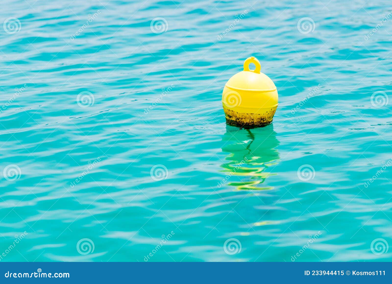Floating Yellow And White Oil Containment Boom On Calm Water. Pollution ...