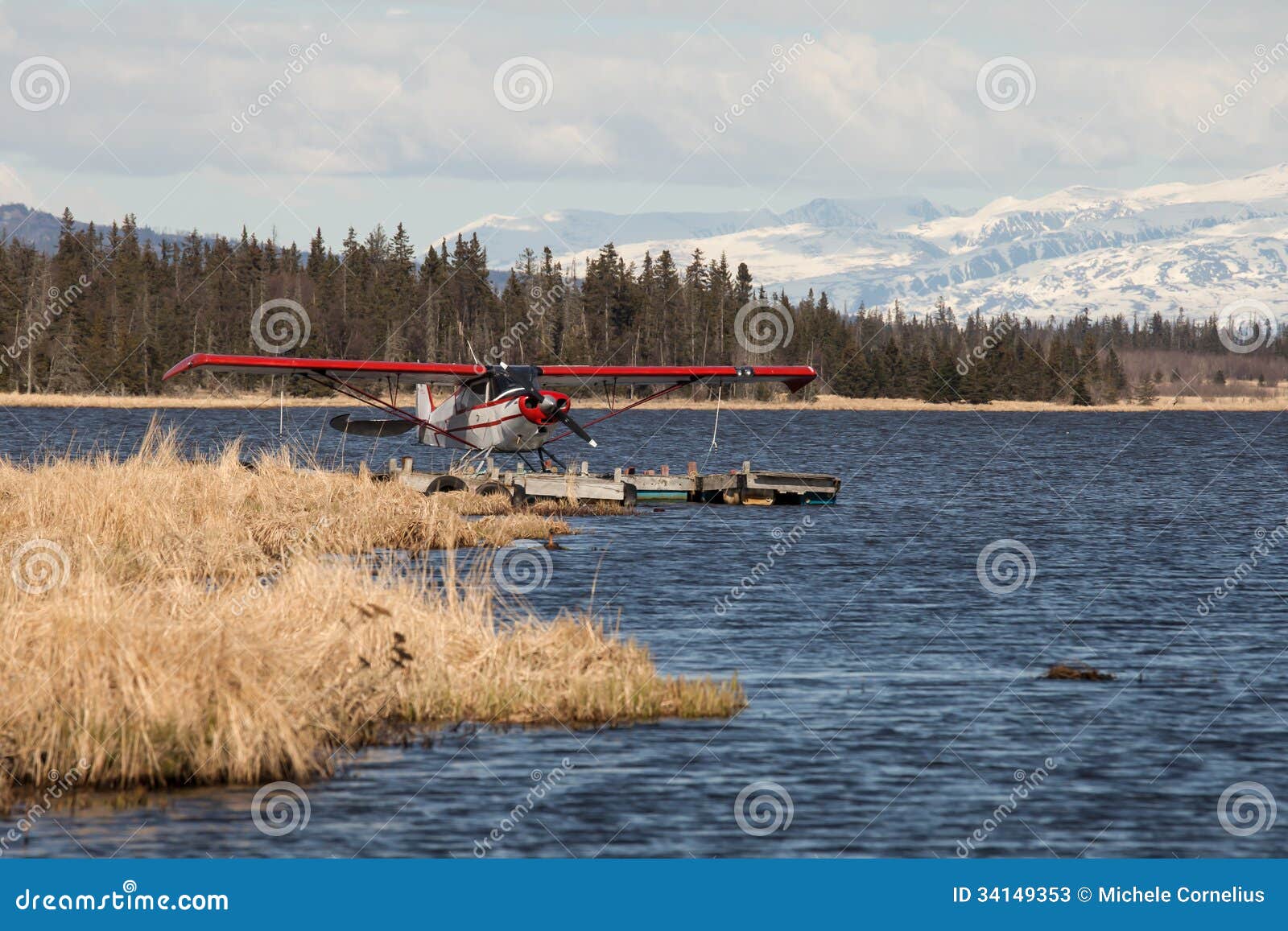 Floatplane on an Alaskan Lake Stock Image - Image of mountains, lake ...