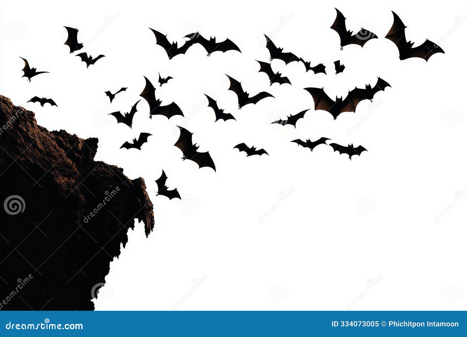 A Flock of Bats Flying on a Isolated White Background Stock ...