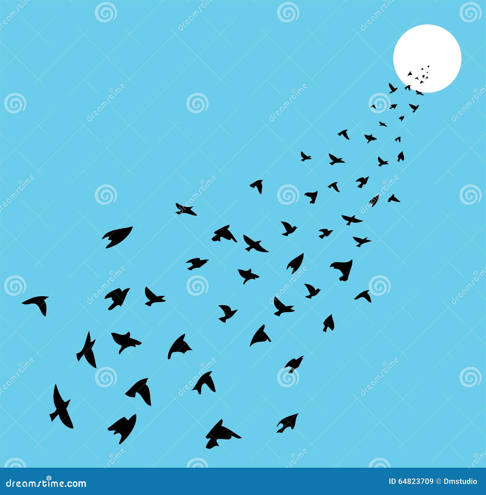 Flock of Birds Flying, Vector Stock Vector - Illustration of follower ...